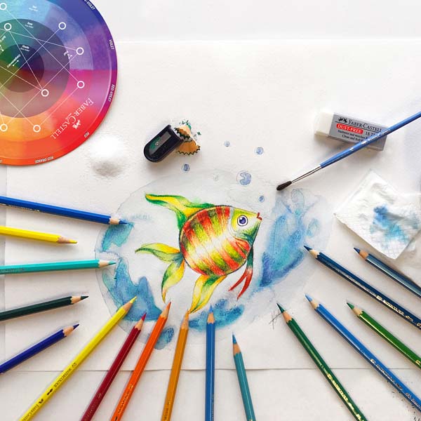 Faber Castell Watercolour Pencils, Assorted Colours -Tin of 36