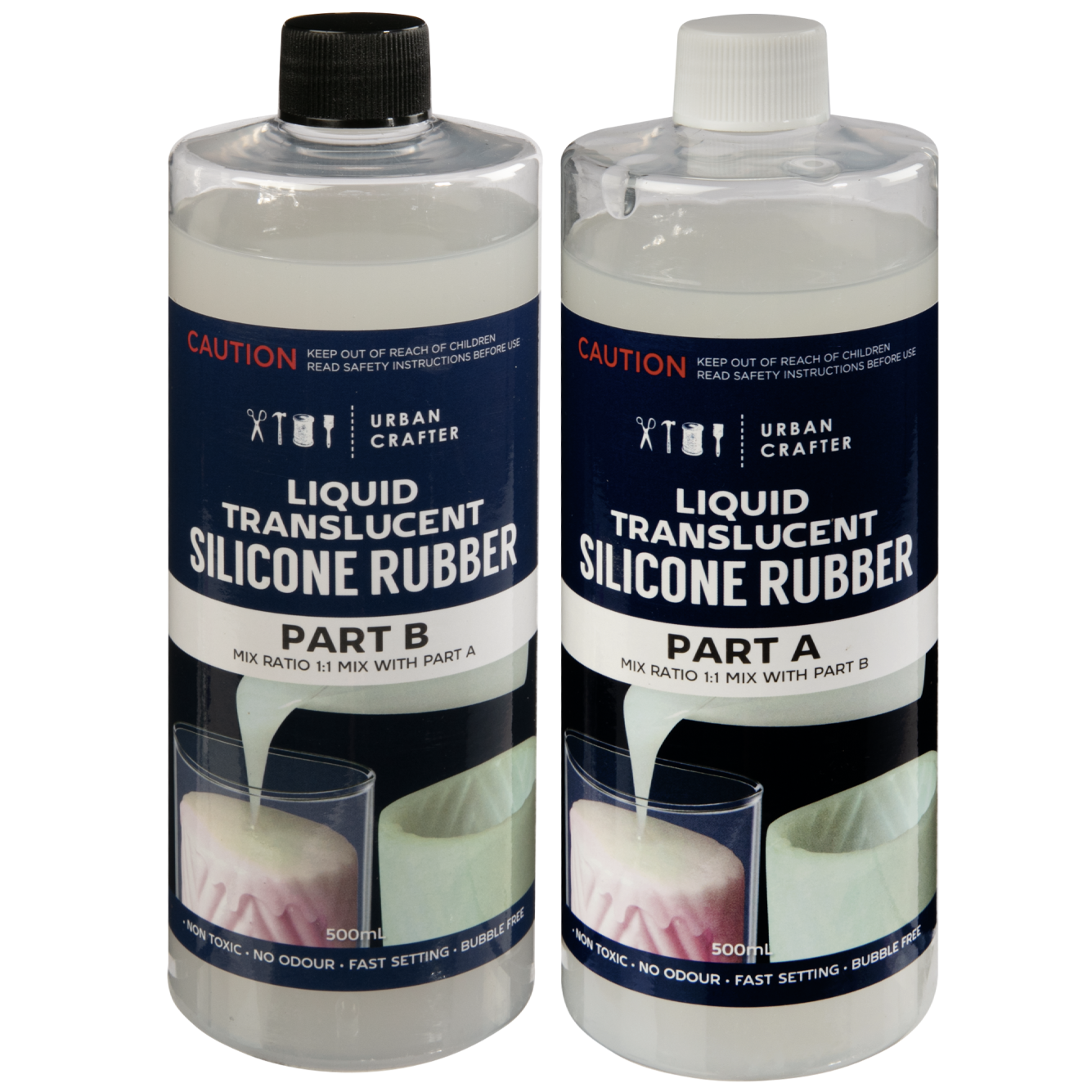 Urban Crafter Translucent Liquid Silicone Rubber 1L Kit (500ml + 500ml