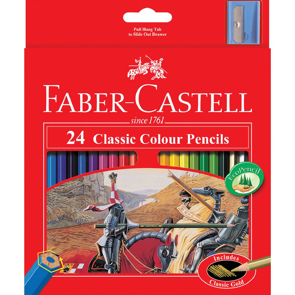 Faber-Castell Classic Colour Pencil, Assorted Colours - 24 Pack