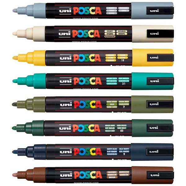 Posca PC5M Paint Markers, Earth Colours, 8Pk