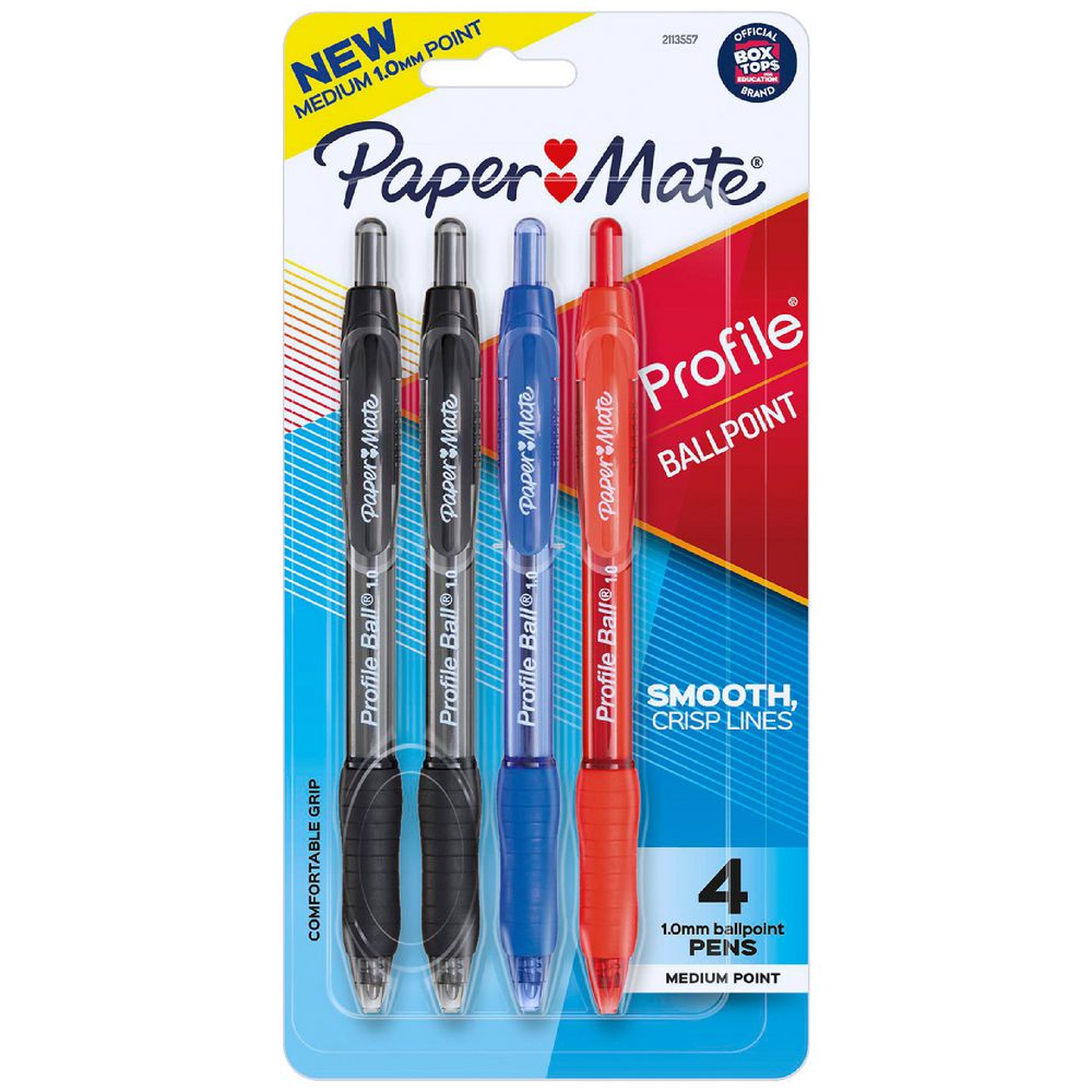 Papermate Profile Retractable Ballpoint Pen 1.0mm, Assorted Colours