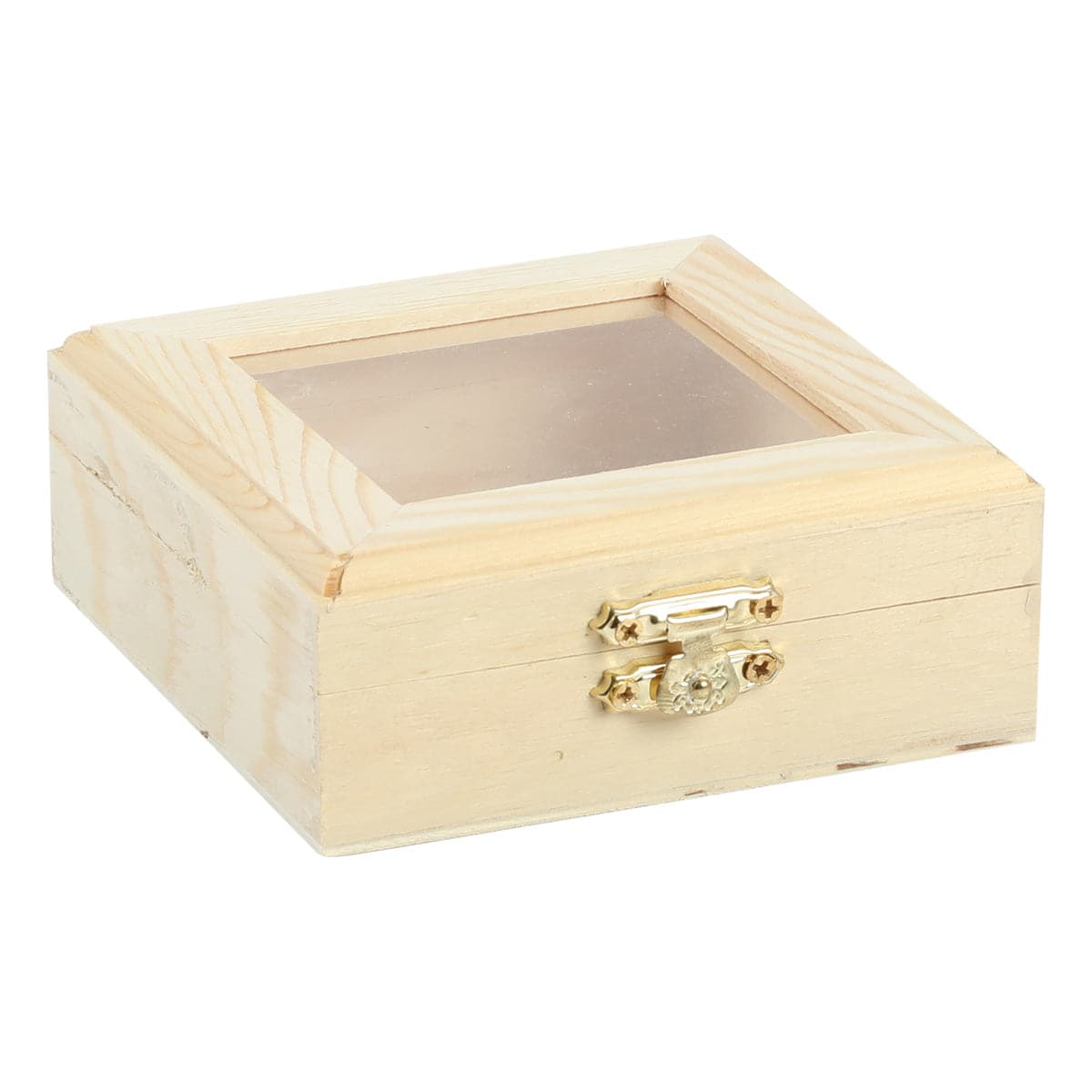 Urban Crafter Square Pine Box with Window Top 10 x 10 x 4cm