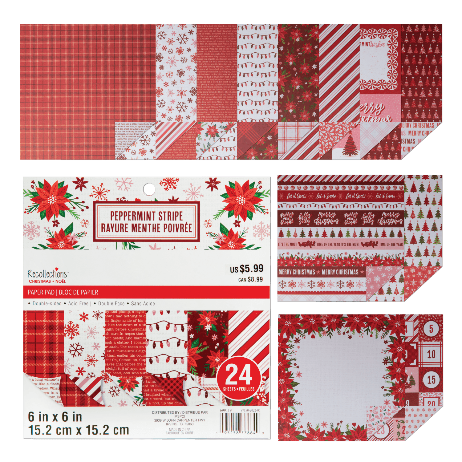 Recollections Paper Pad 6X6 Peppermint Twist 24 Sheets