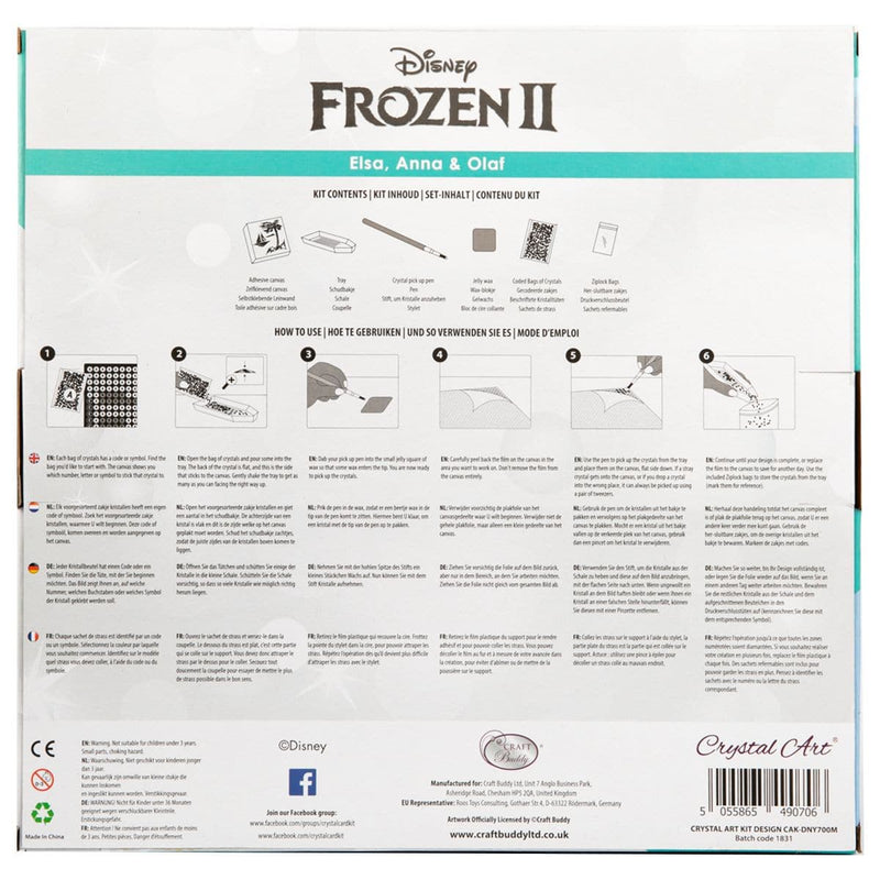 Craft Buddy Disney Crystal Art Kit-Elsa Anna And Olaf 30x30cm
