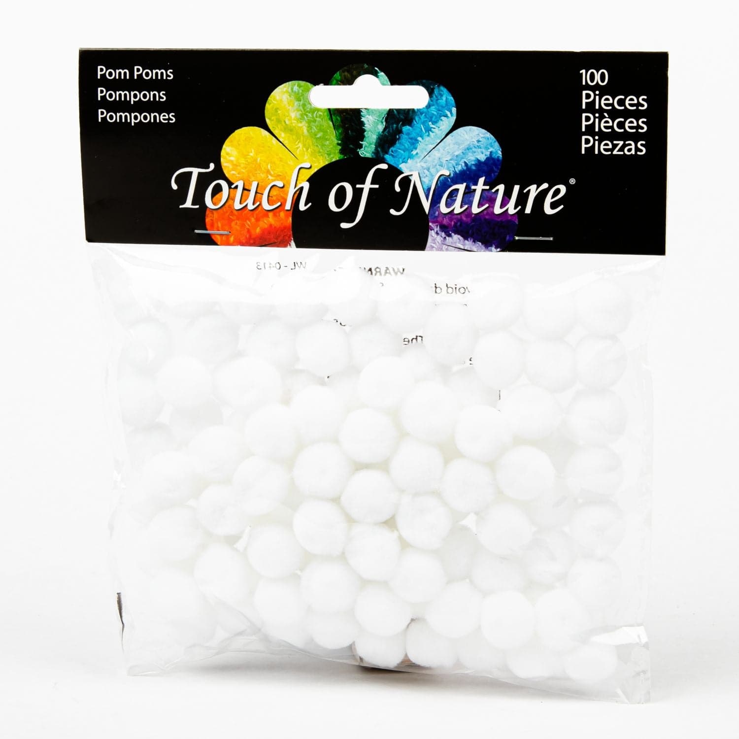 Touch Of Nature 12mm Pom-Poms 100 Pieces - White