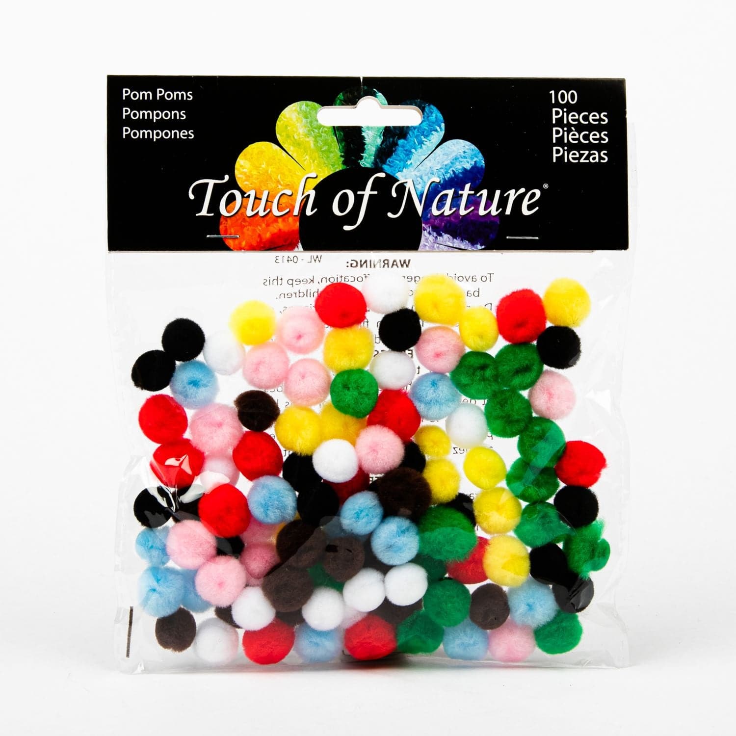 Touch Of Nature 12mm Pom-Poms 100 Pieces - Assorted Colours
