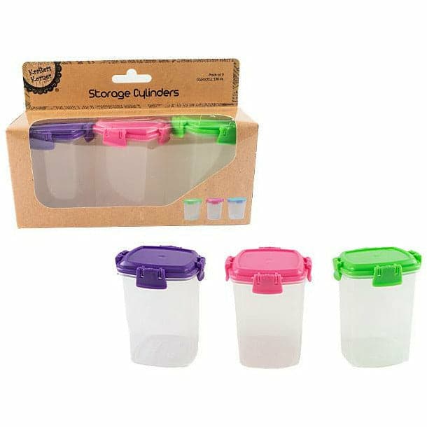 Krafters Korner Storage Cylinder With Coloured Lids 3 Pack