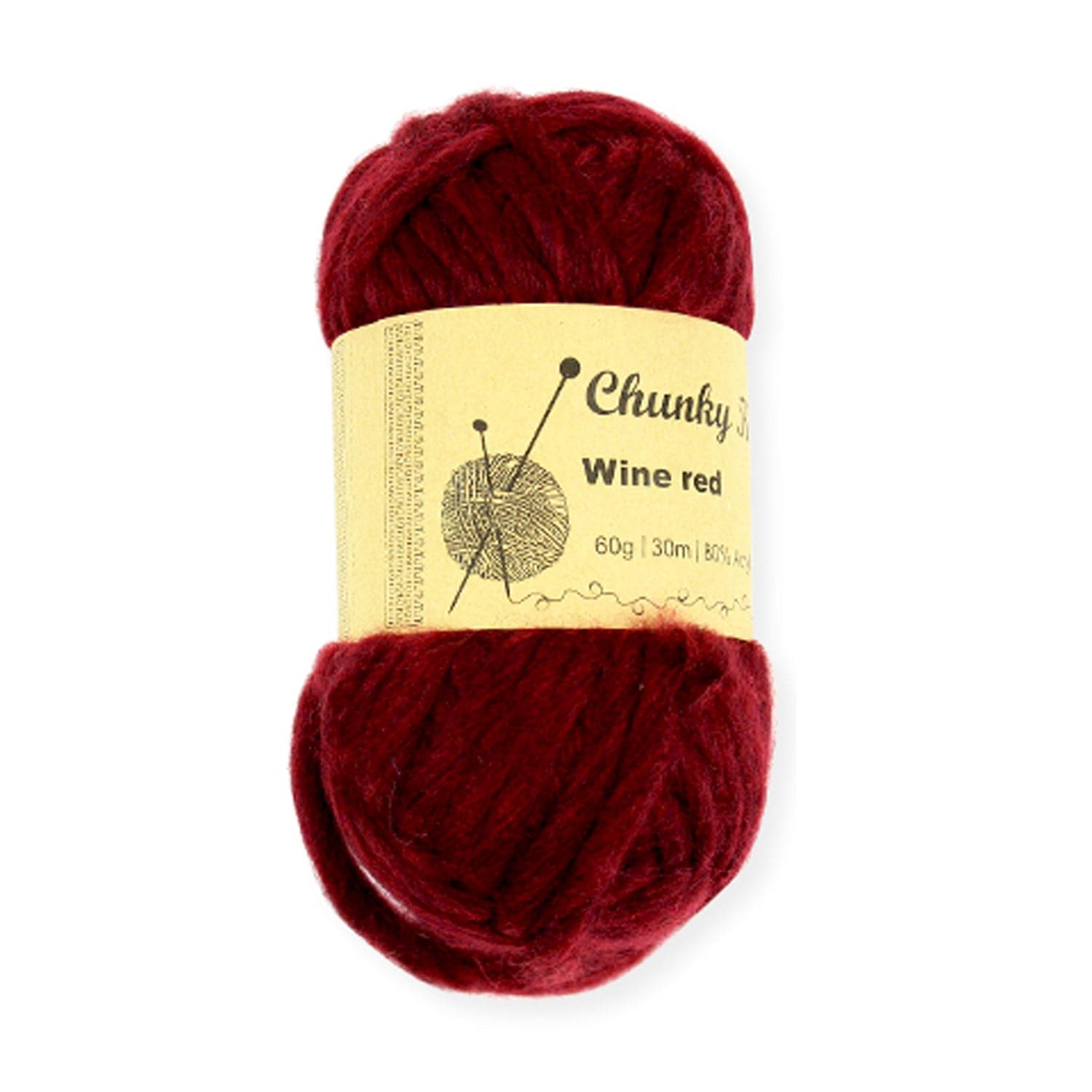 Chunky Knitting Yarn Red 60g