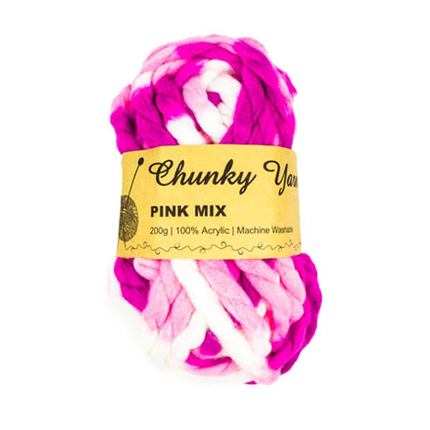 Multi Coloured Chunky Yarn Pink 200g